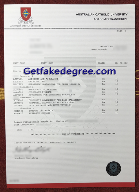 Design Fake Australian Catholic University Transcript - Buy Fake High ...