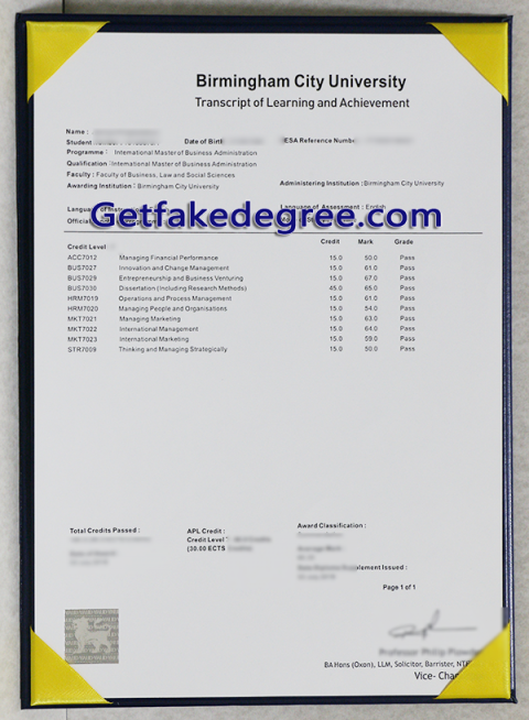 Sale Faek Birmingham City University Transcript Certificate - Buy Fake ...