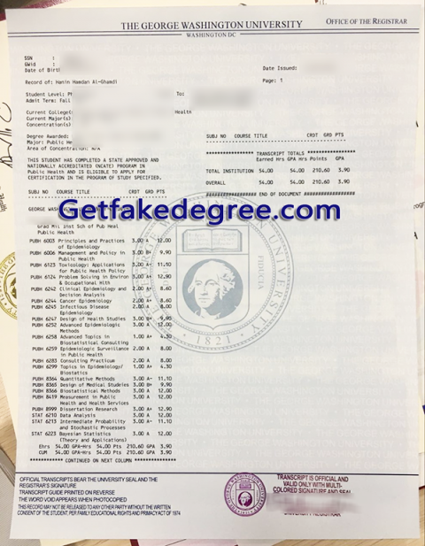 Where to Buy George Washington University Fake Transcript? - Buy Fake ...