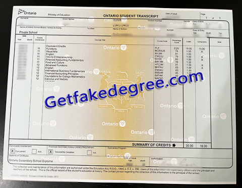 Where to Get Fake Ontario Secondary School Diploma Transcript? - Buy ...