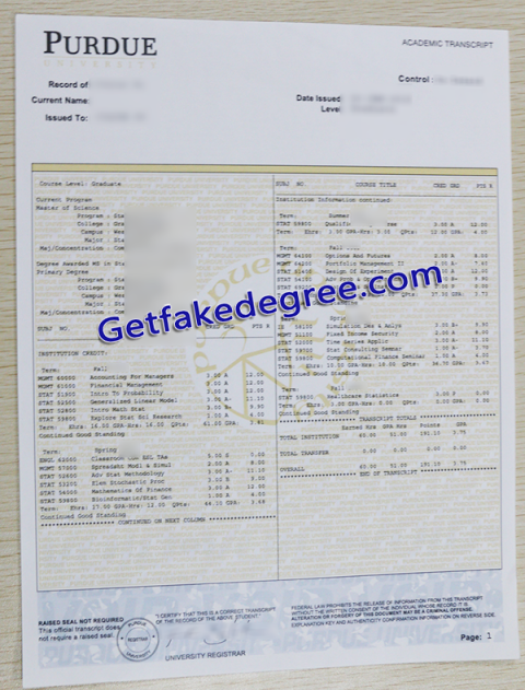 Pick Up Fake Purdue University Transcript in USA - Buy Fake High School ...
