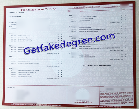 University of Chicago Fake Transcript Certificate for Sale - Buy Fake ...