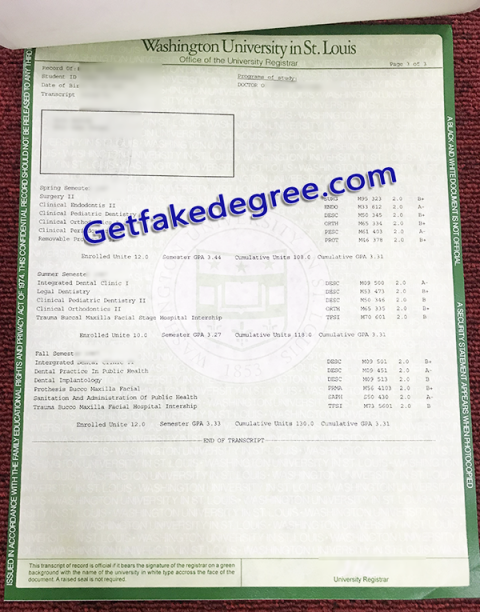 Fake Washington University in St. Louis Transcript for Sale - Buy Fake ...