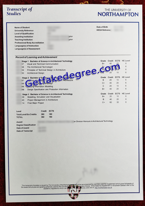 Custom University of Northampton Fake Transcript - Buy Fake High School ...