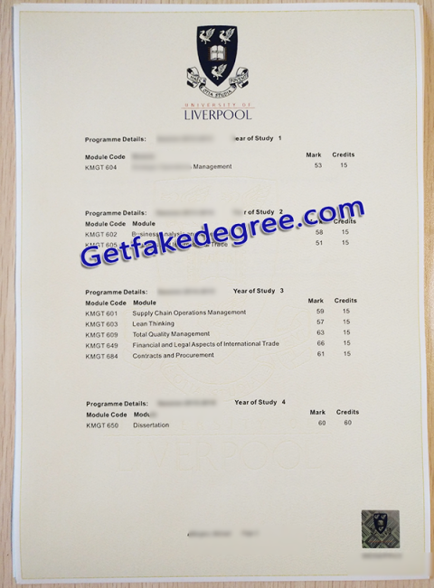 Purchase University of Liverpool Copy Official Transcript - Buy Fake ...