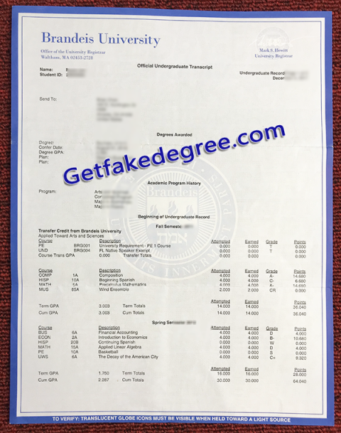 Shopping Fake Brandeis University Transcript Degree - Buy Fake High ...