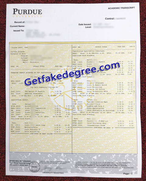 Custom Fake Purdue University Transcript Degree - Buy Fake High School ...