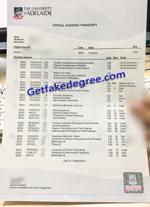 Fake University of Adelaide Transcript Sample - Buy Fake High School ...