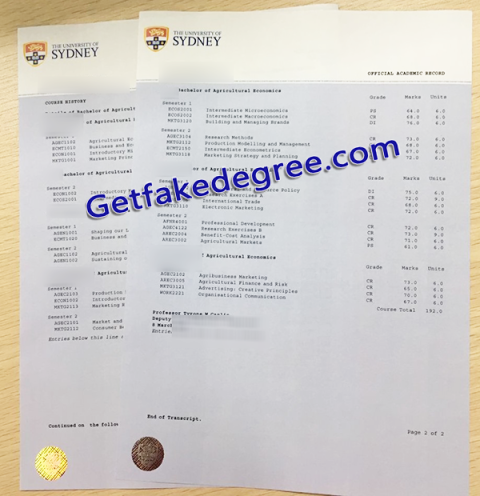 Print Official University of Sydney Fake Transcript - Buy Fake High ...