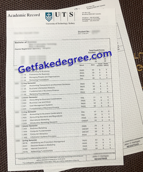 University of Technology Sydney Transcript Fake UTS Certificate - Buy ...