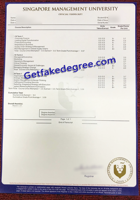 Singapore Management University Transcript SMU Fake Certificate - Buy Fake High School and ...