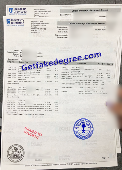 UOIT Transcript Buy Fake Canada Certificate - Buy Fake High School and ...