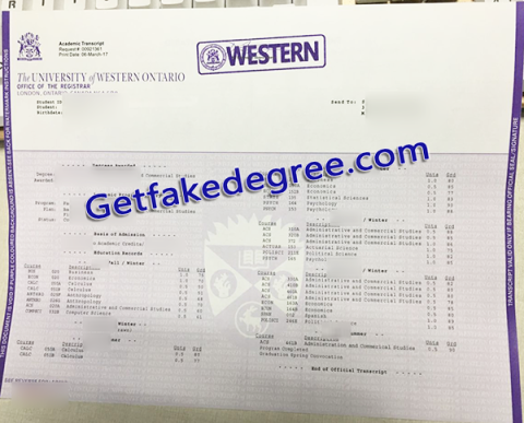 University of Western Ontario Transcript Fake Certificate - Buy Fake ...