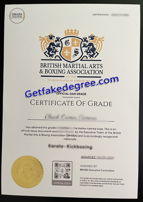BMABA British Martial Arts & Boxing Association Fake Certificate - Buy ...
