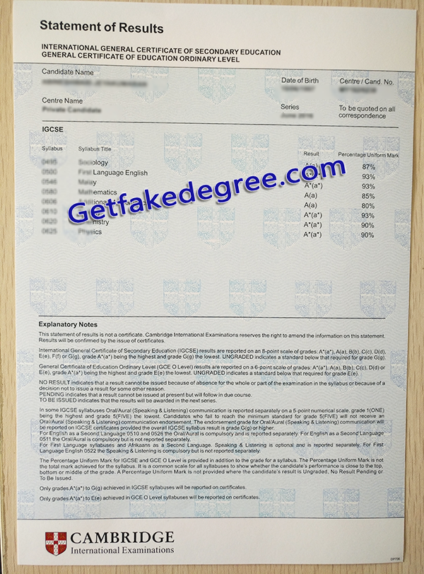 Fake Cambridge IGCSE Statement Results - Buy Fake High School and ... Fake Cambridge IGCSE Statement Results - Buy Fake High School and ...