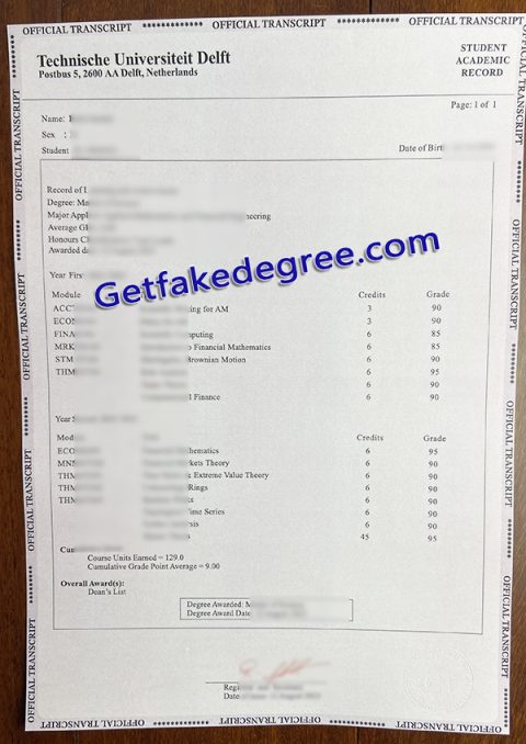 Purchase Recently TU Delft Transcript - Buy Fake High School and ...
