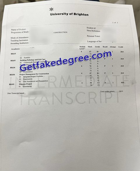 Order Official University of Brighton Transcript Online - Buy Fake High ...
