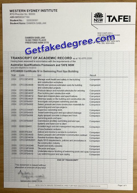 Where to Buy Fake TAFE NSW Transcript? - Buy Fake High School and ...